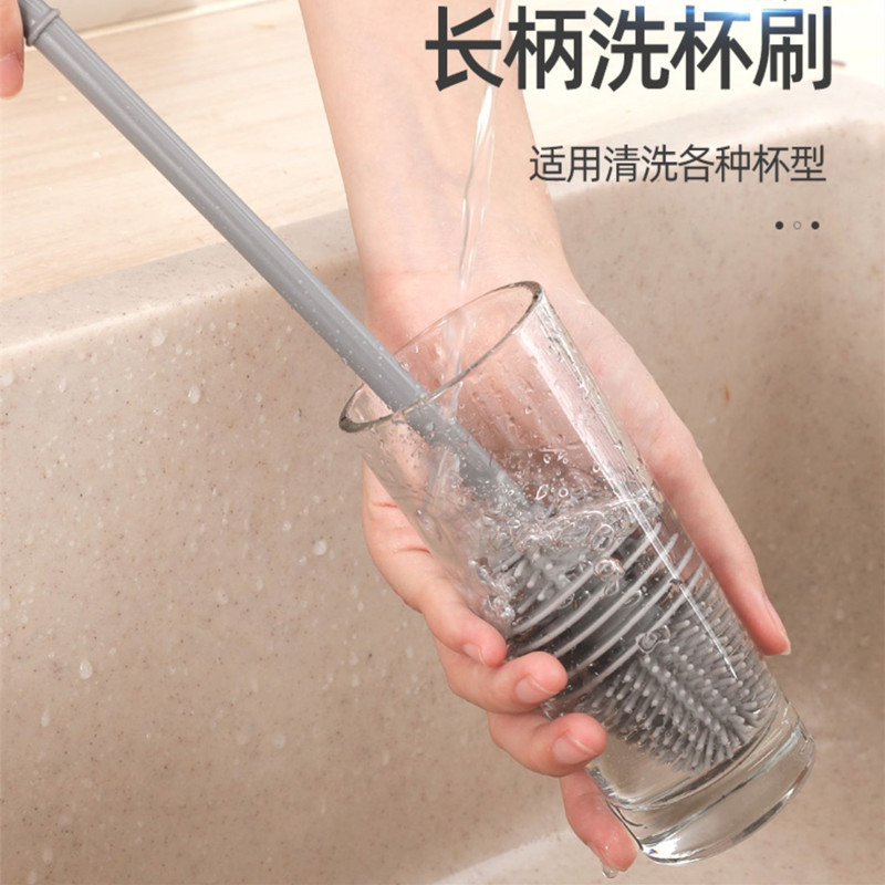 Multifunction 360 Silicone Cup Long Handle Brush Scrubber Clean Milk ...