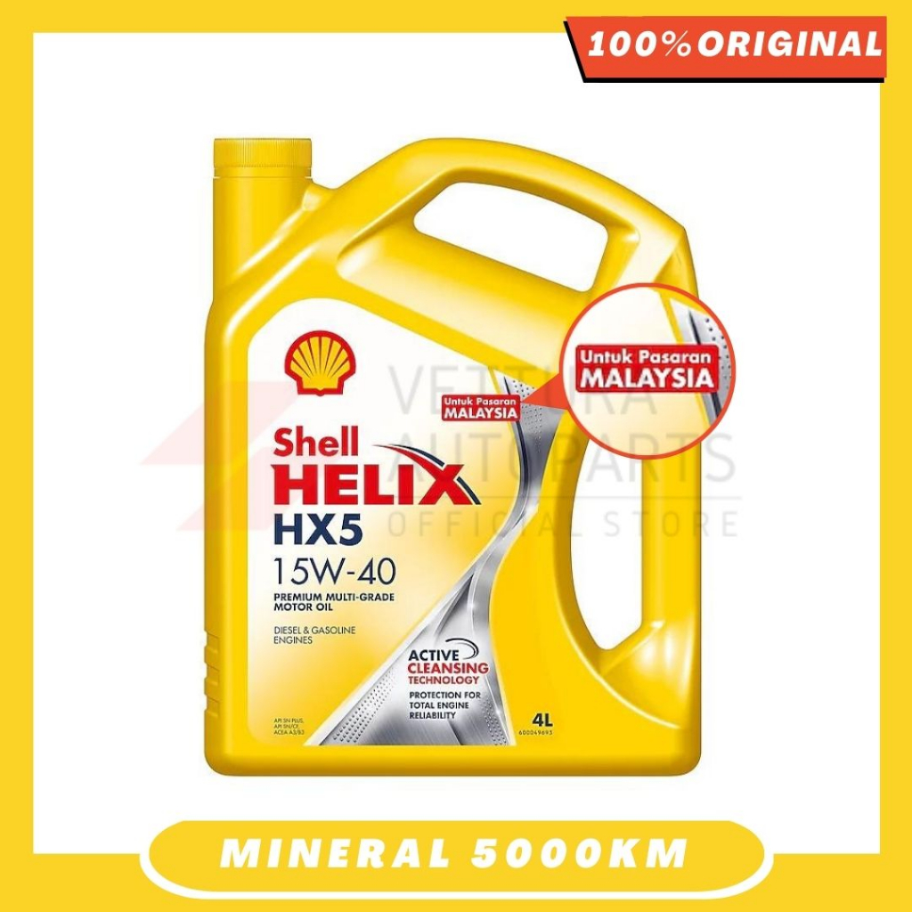 (Untuk Pasaran Malaysia) Shell Helix HX5 15W40 Mineral Engine Oil (4L) Malaysia 15W-40 | Shopee ...