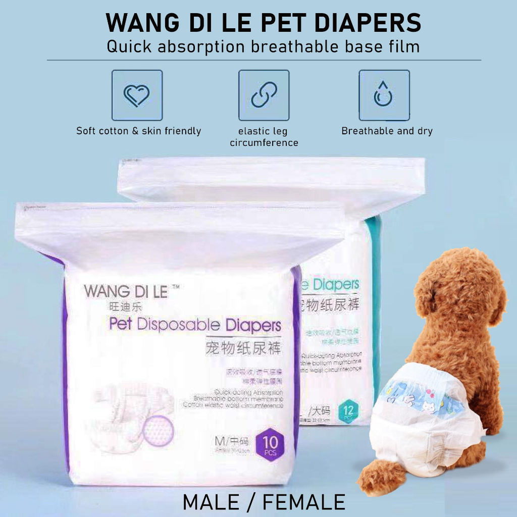 Wang Di Le Pet Disposable Diapers for Male/Female 10/12 pcs (SS/S/M/L/XL) | Shopee Malaysia