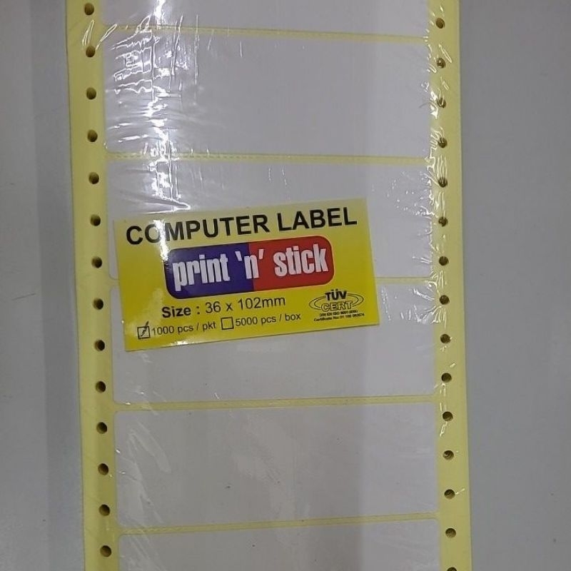 Label Ubat / Dot Matrix Printer Computer Label Sticker White 1500 ...