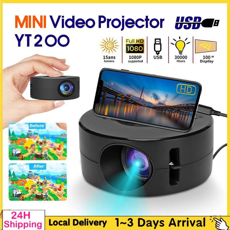 🔥Portable YT200 Projector Mini Phone iPad Usb Projector 4k Full HD ...