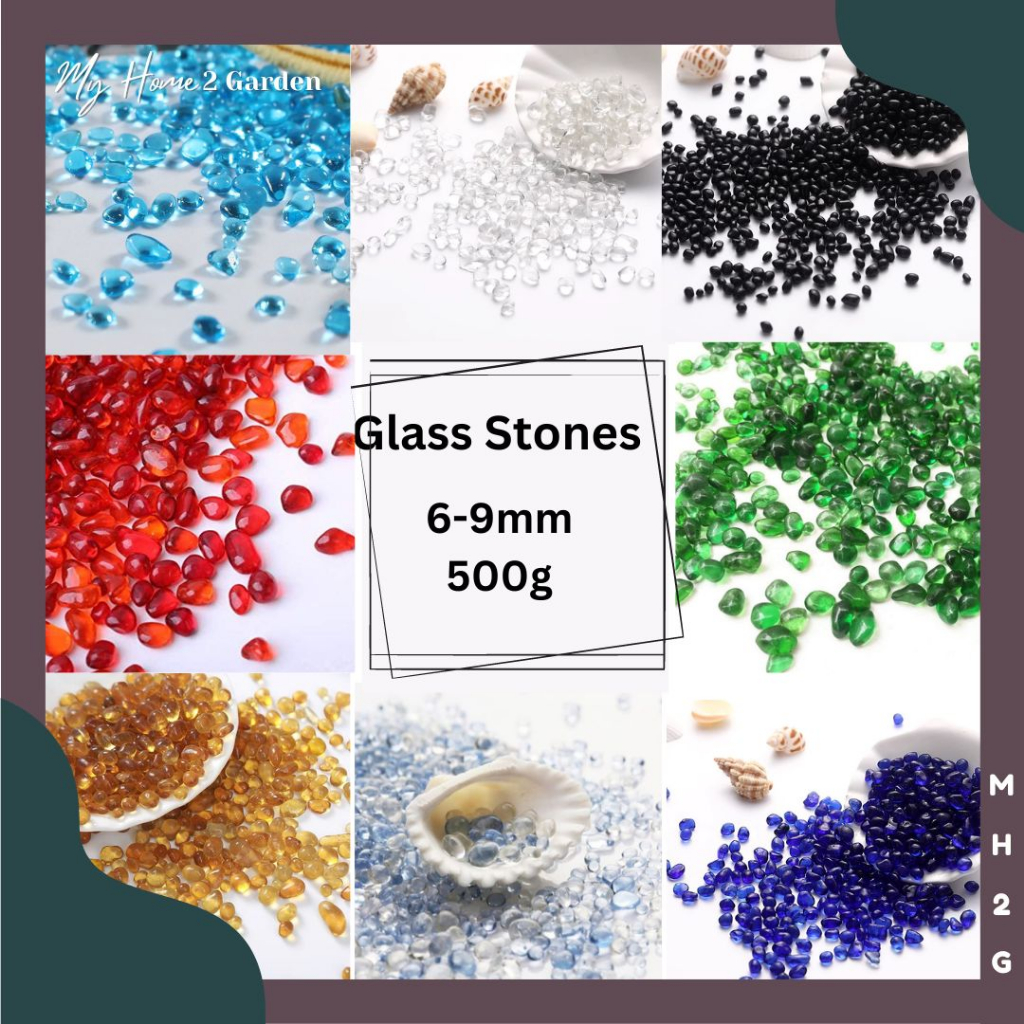 [ 500g / 250g] 6-9mm Glass Stone Pebble Gravel Sand Colorful Pounds Landscape Rock Fish Tank ...