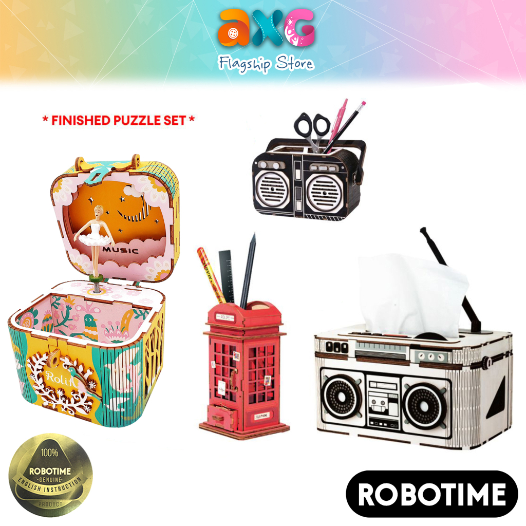 Robotime Rokr 3D Wooden Box Puzzle * Finished Assembly / display Set ...