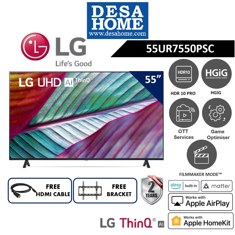 LG 4K Smart UHD TV With AI ThinQ (55") [Free HDMI Cable & TV Bracket ...