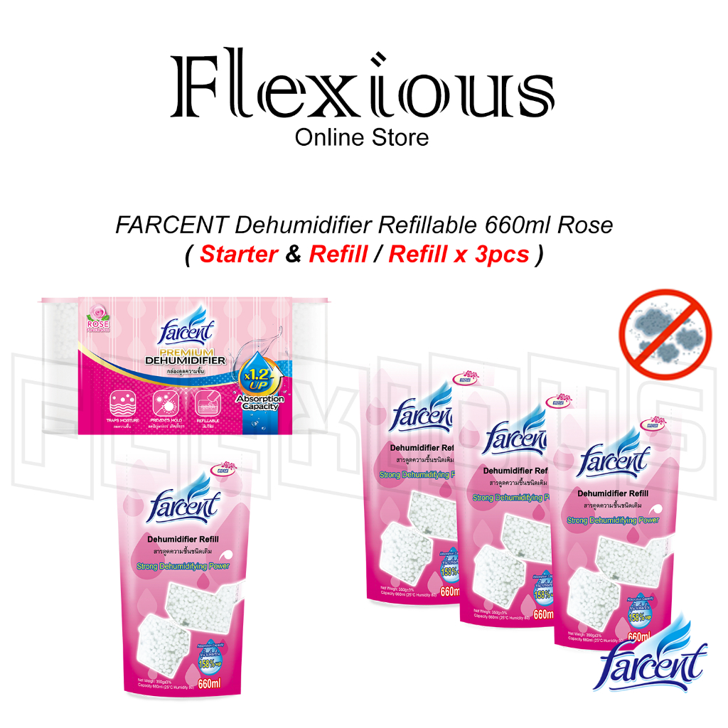 *FARCENT* Dehumidifier Refillable 660ml Rose - ( Starter & Refill ) | Shopee Malaysia
