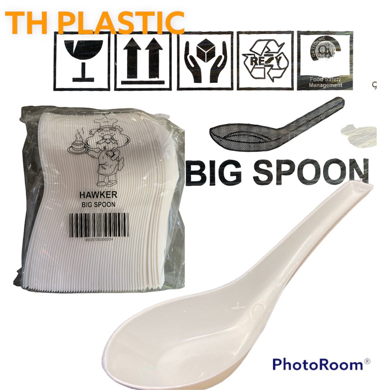 BIG SPOON（white）100pcs+-Disposable Plastic Cutlery - Sudu Besar Plastik ...