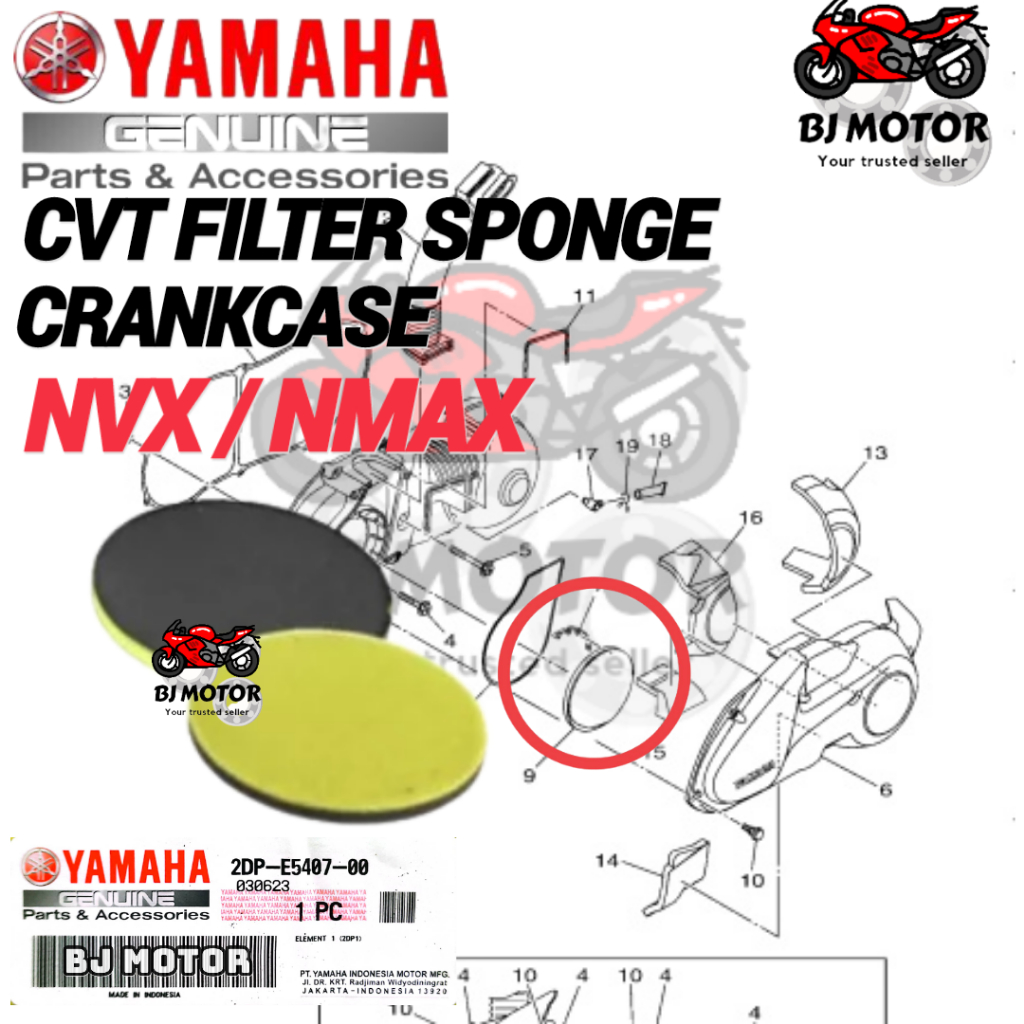 NMAX NVX SPAN CRANKCASE NVX155 CVT FILTER ELEMENT 100% ORIGINAL YAMAHA ...