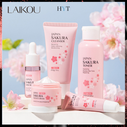 LAIKOU Japan Sakura Skin Care Set Serum Rejuvenating Cream Glowing ...