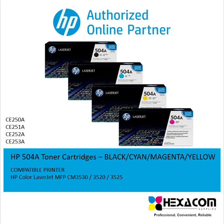 HP 504A Toner Cartridges CE250A / CE251A / CE252A / CE253A | Shopee ...