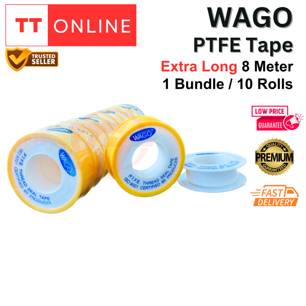 [10 Rolls]WAGO PTFE Teflon Thread Seal Tape (Extra Long) White Seal ...