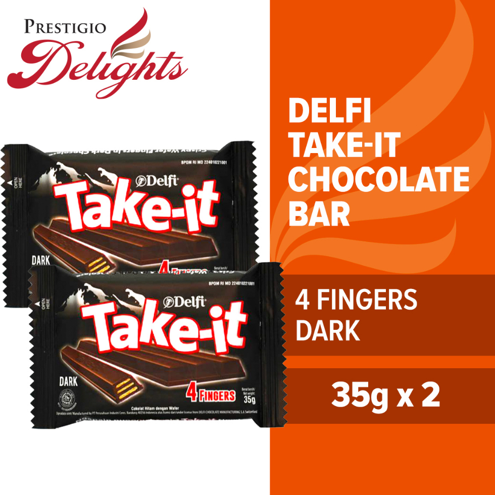 Delfi Take-it 4 Fingers Dark Chocolate Bar 35g x 2 | Shopee Malaysia