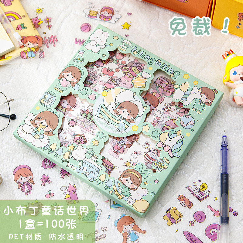 100pcs/Set Cute Cartoon Handbook Sticker stationery sticker momo ...