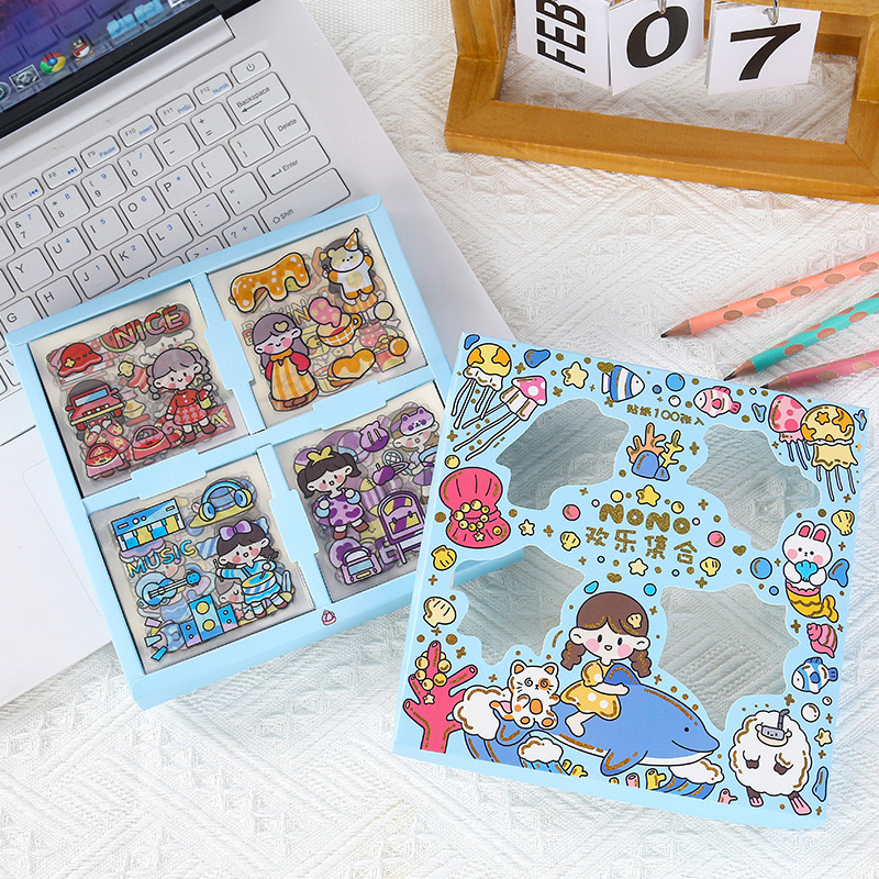100pcs/Set Cute Cartoon Handbook Sticker stationery sticker momo ...