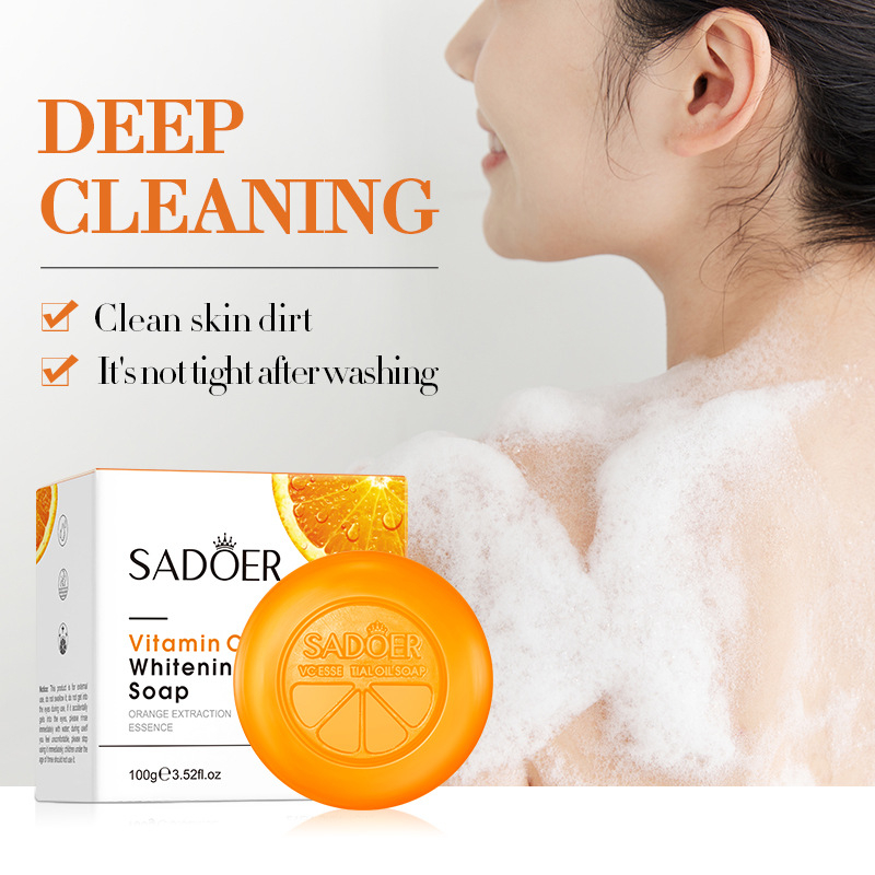 Sadoer Pure Vitamin C Soap BRIGHTENING & ANTI-AGING FACIAL CLEANSER Skin Tone Improving Dark ...