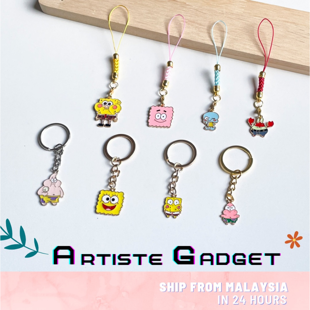 【READY STOCK】🔗 Keychain Metal SpongeBob Square Pants Patrick Star DIY ...