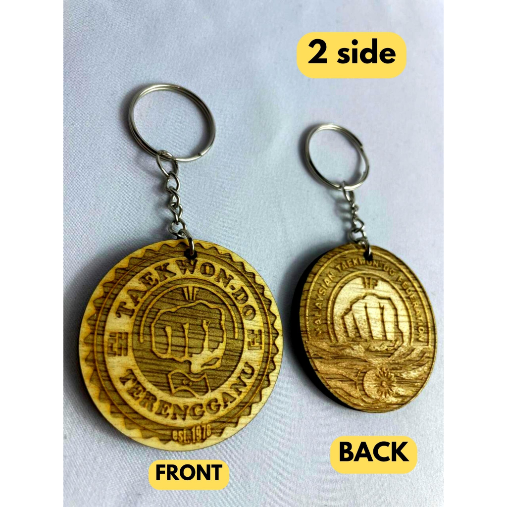 Custom Keychain kayu [ custom made ] Logo , nama , picture [ wooden ...