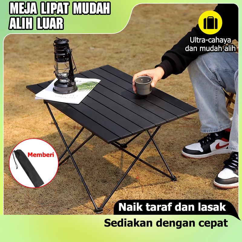 Meja Lipat Perkhemahan Aloi Aluminium Mudah Alih Meja Lipat Hitam Meja ...