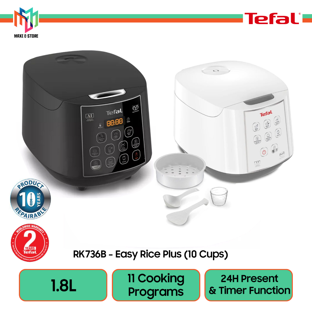 Tefal Rice Cooker Easy Rice Plus 1.8L (10 Cups) (RK736B) (RK7321 ...