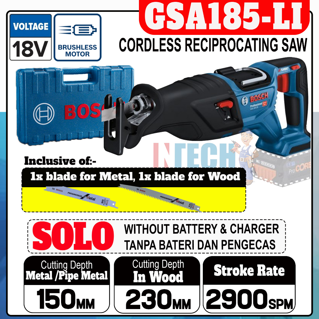 BOSCH GSA185-LI / GSA185LI 18v CORDLESS RECIPROCATING SAW - SOLO ...
