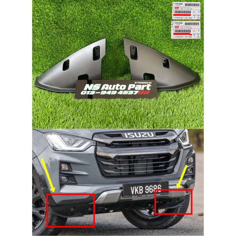 Original Front Bumper Mudguard Diffuser Isuzu Dmax D-max 2021 - 2023 X ...