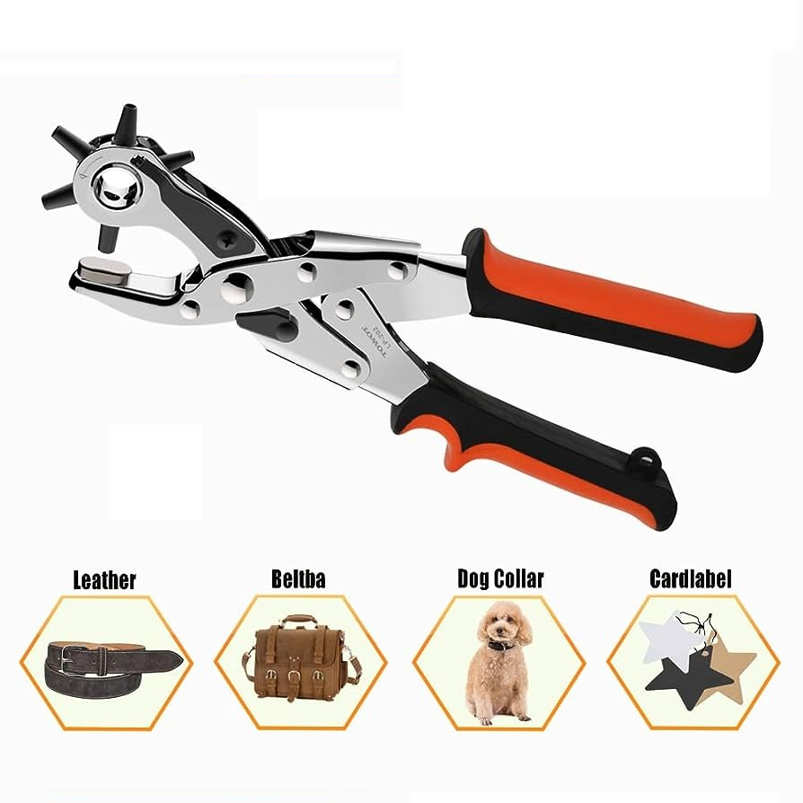 MKR Heavy Duty Belt Leather Watch Hole Puncher Plier (6 Holes Sizes ...