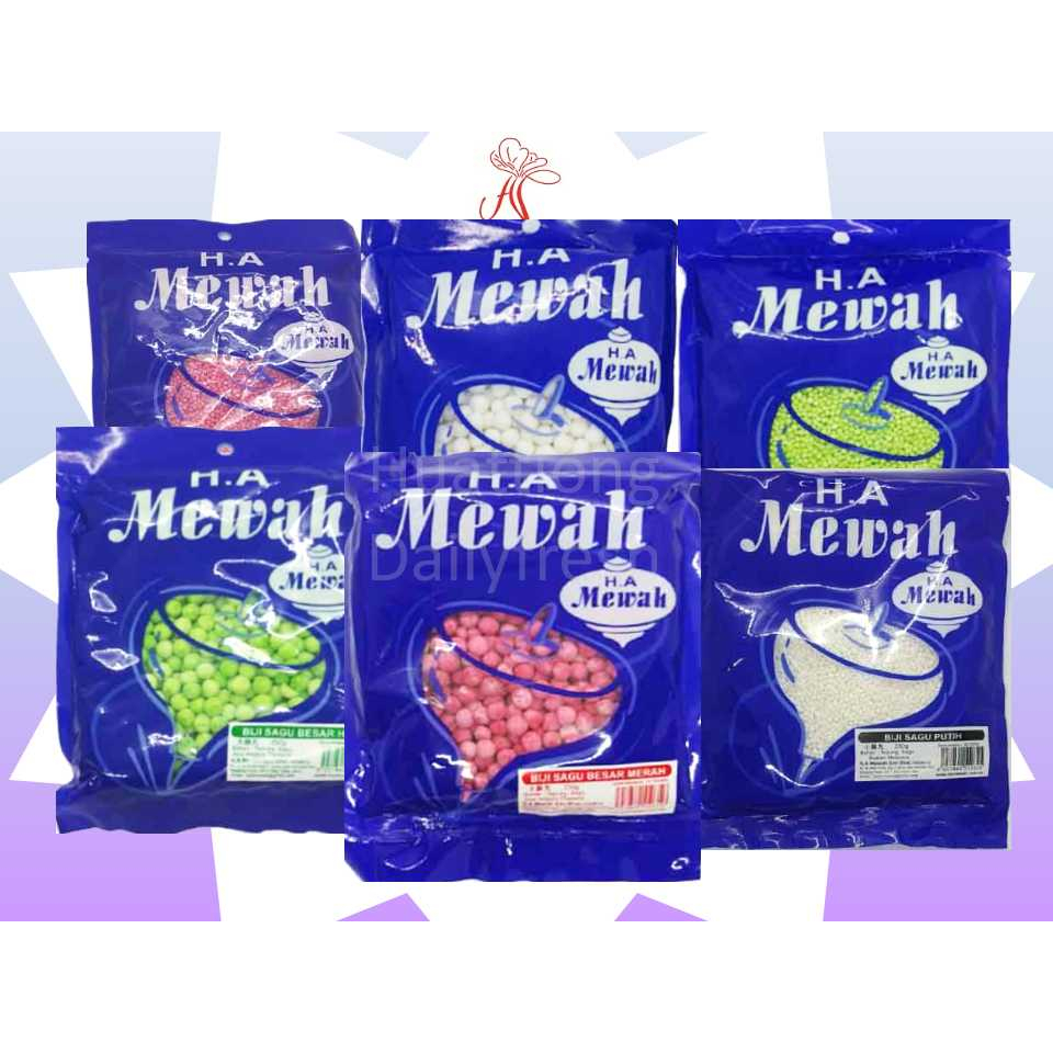 Mewah Biji Sagu Kecil Besar Merah/Putih/Hijau 250g Sago Seeds | Shopee ...