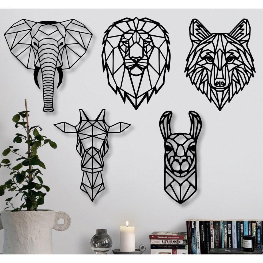 Safari Animals Geometric Wood Wall Decor Set,Baby room decor,Nursery ...