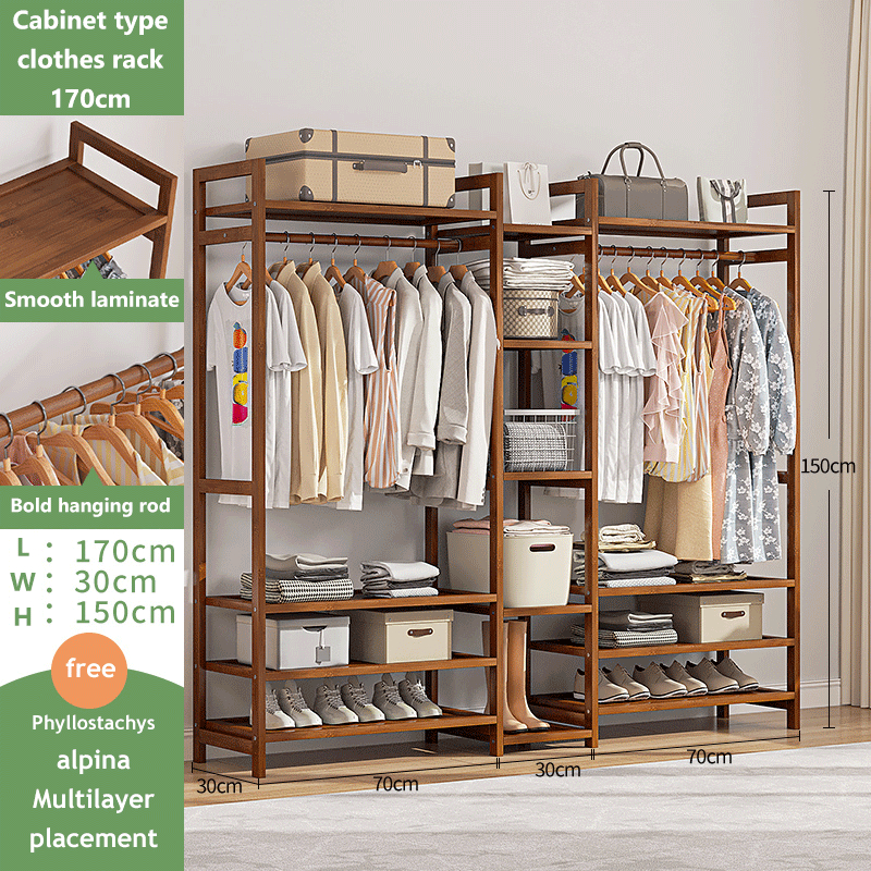 Bamboo Clothes Hanging Rack with Hook Hanger MultiFunction Coat Rack ...