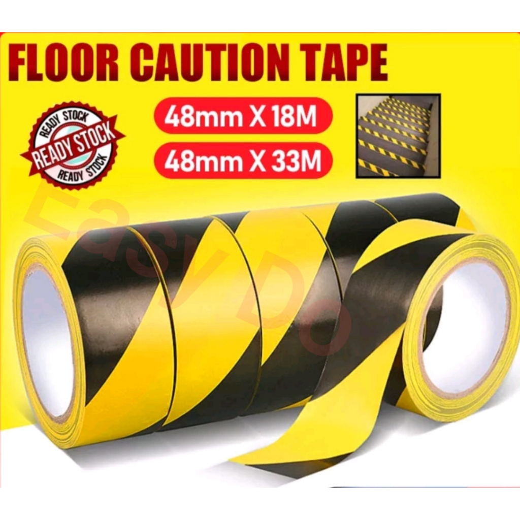 48mm X 33m Floor Tape Floor Safety Caution Warning Tape PVC Vinyl Floor Marking Tapes Black ...