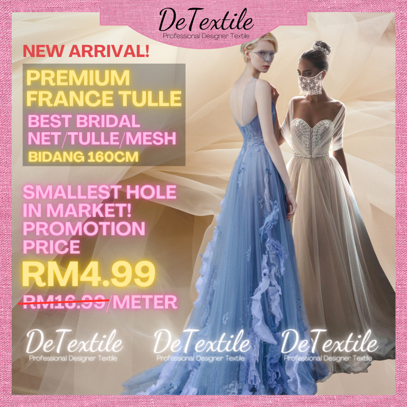 DeTextile Premium France Tulle Bridal Soft Net Kain Net Lembut Bidang ...