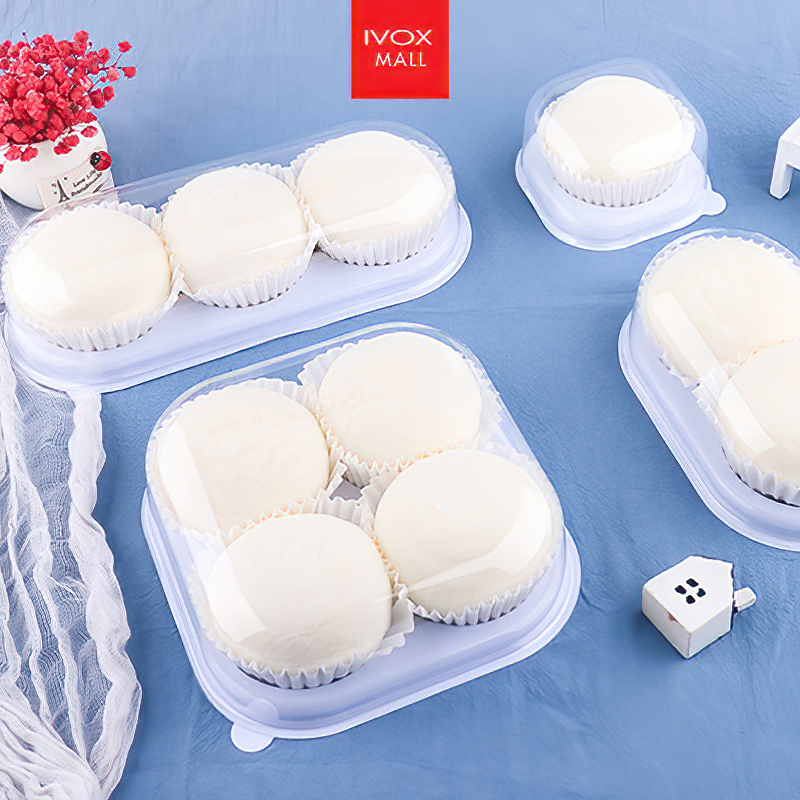 1/2/3/4 pcs Mochi Cake Biscuit Cookies Tart PET Box with Clear Lid Box ...