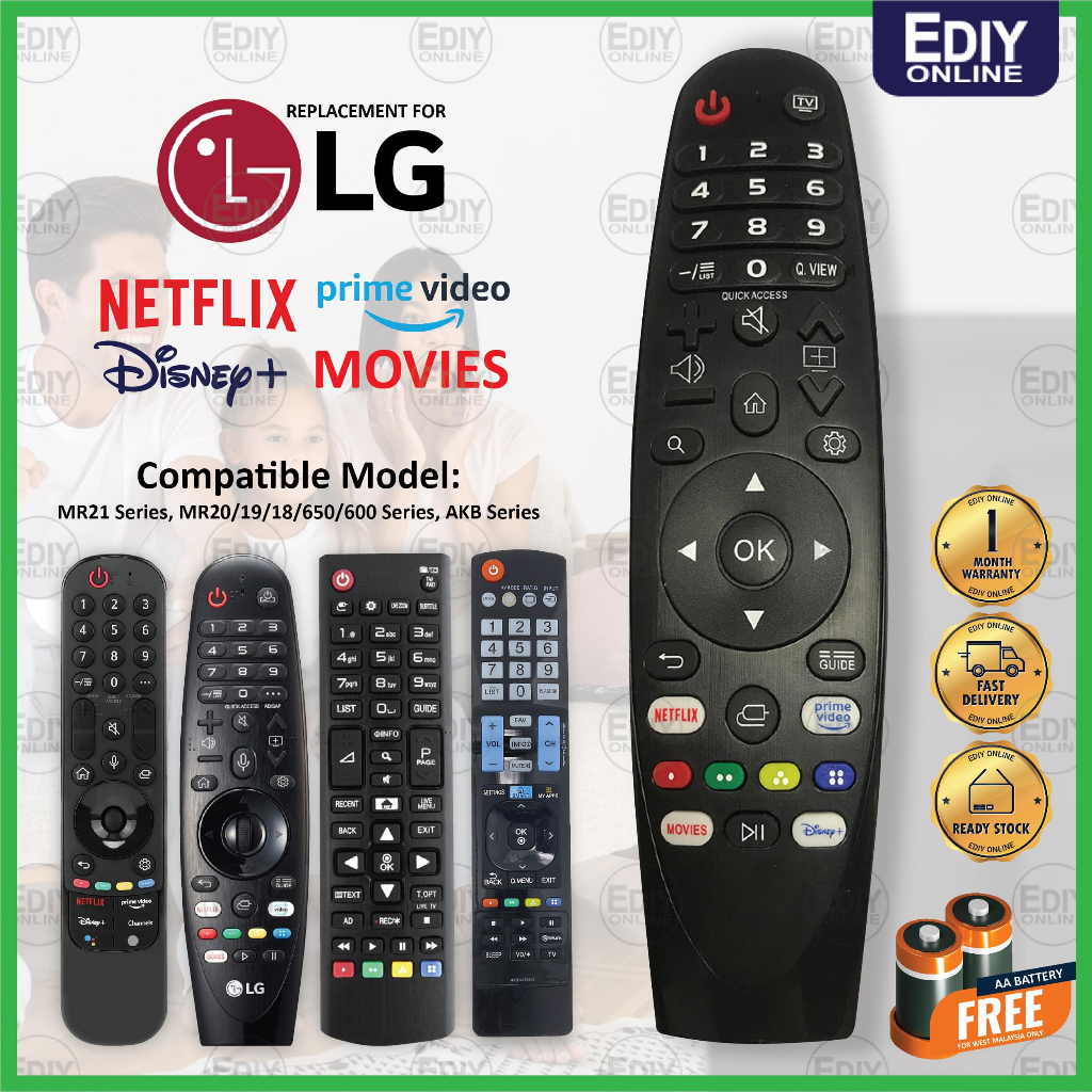 【𝐅𝐑𝐄𝐄 𝐁𝐀𝐓𝐓𝐄𝐑𝐘 𝐀𝐀 𝐗𝟐】 UNIVERSAL LG MAGIC REMOTE CONTROL SMART TV MR21GA MR20GA AN-MR19BA AN ...