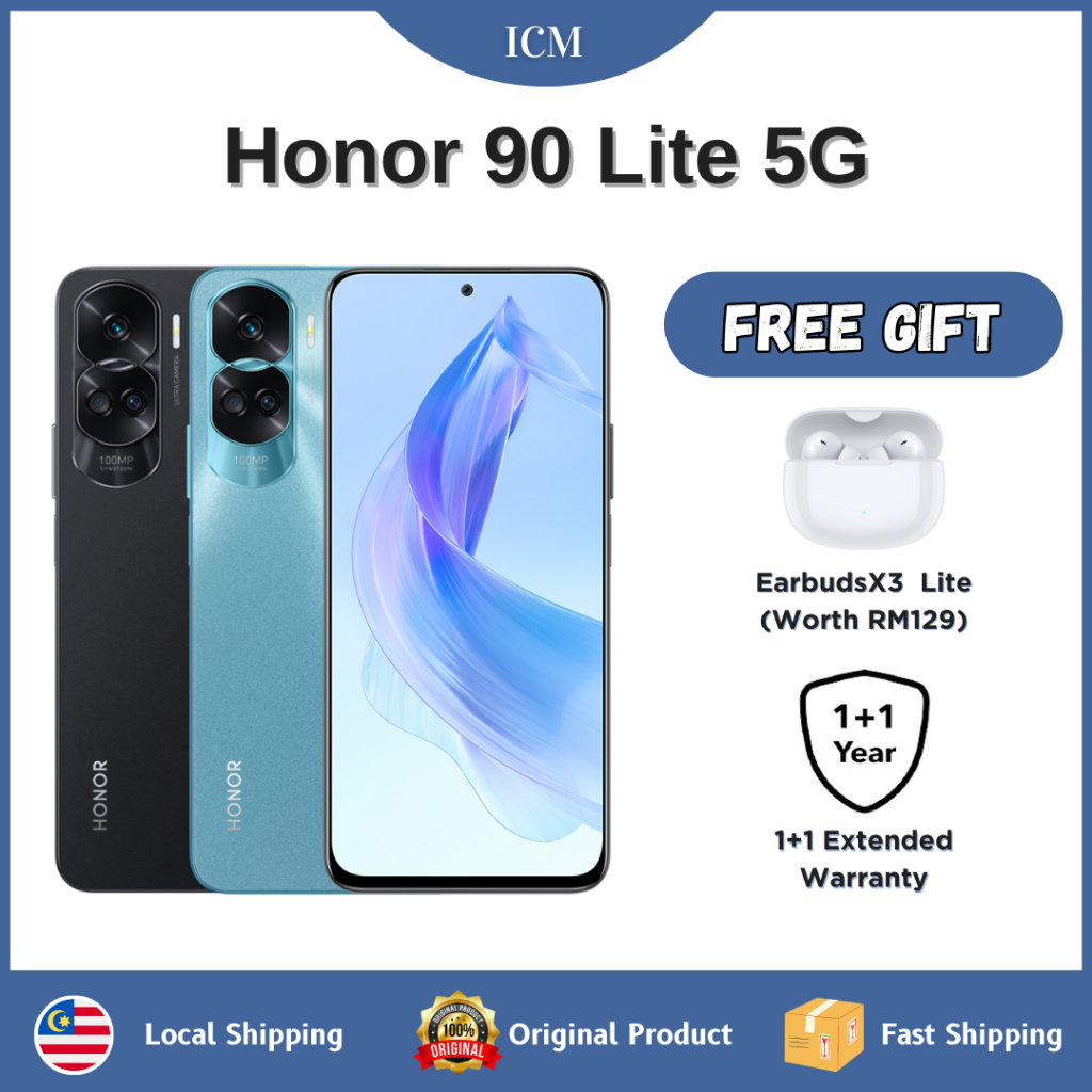 (Free Gift) Honor 90 Lite 5G (8GB Ram + 256GB Rom) 100MP Super Clear Camera Original 1 Year ...