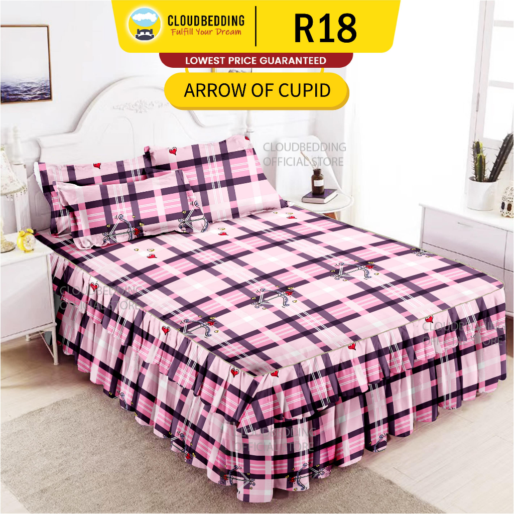 3IN1 Cadar Ropol Set Super Single/Queen /King Bedsheet 3IN1 Bed Skirt ...