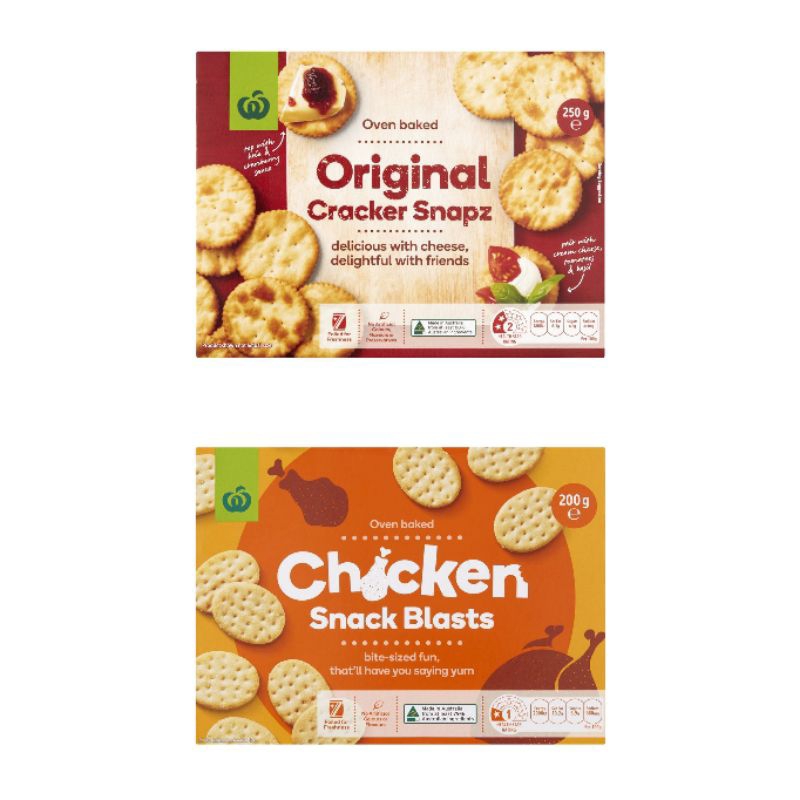 Woolworths Original Cracker Snapz 250g / Chicken Snack Blasts 200g ...