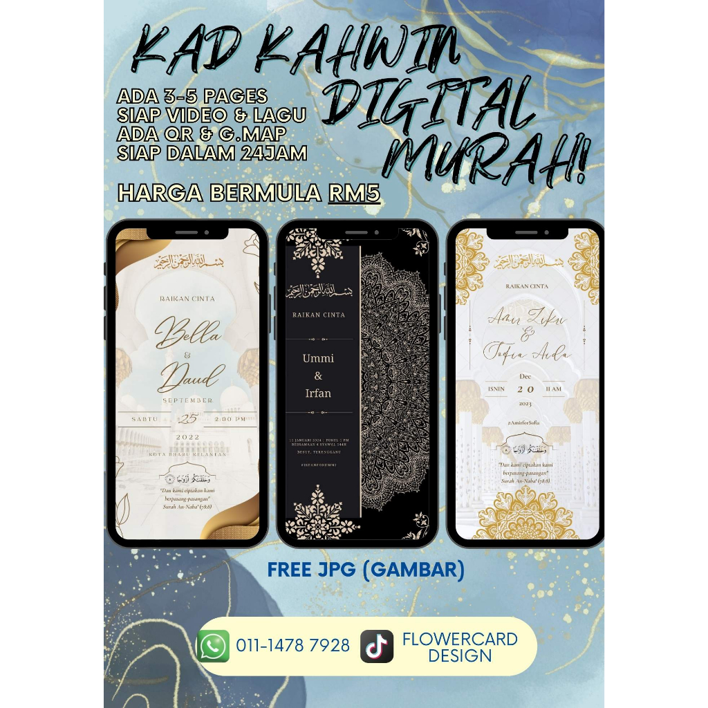 KAD KAHWIN DIGITAL WEDDING CARD DIGITAL KAD JEMPUTAN KAHWIN INVITATION ...