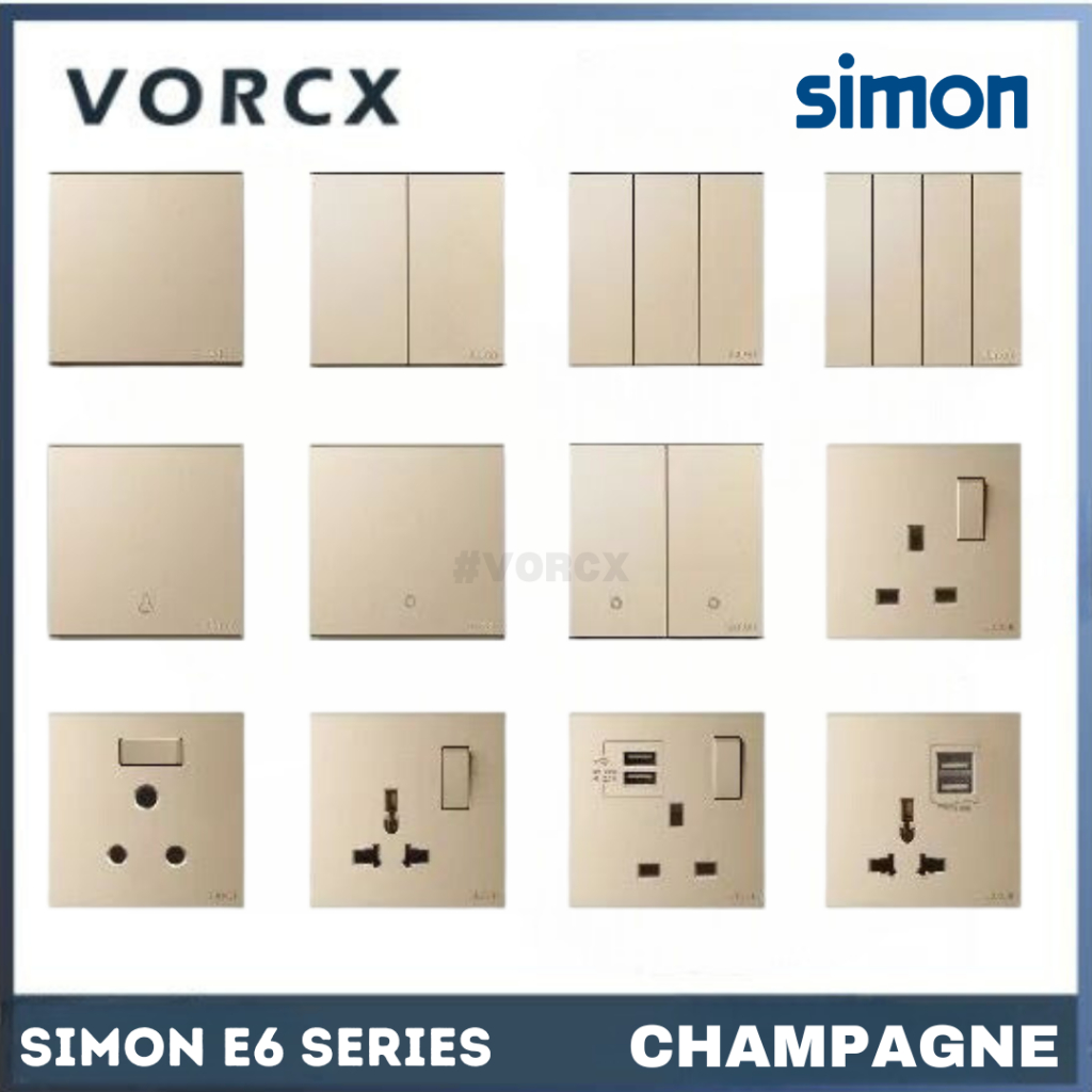 Simon E6 Series Switch / Switches & Socket CHAMPAGNE GOLD | Shopee Malaysia