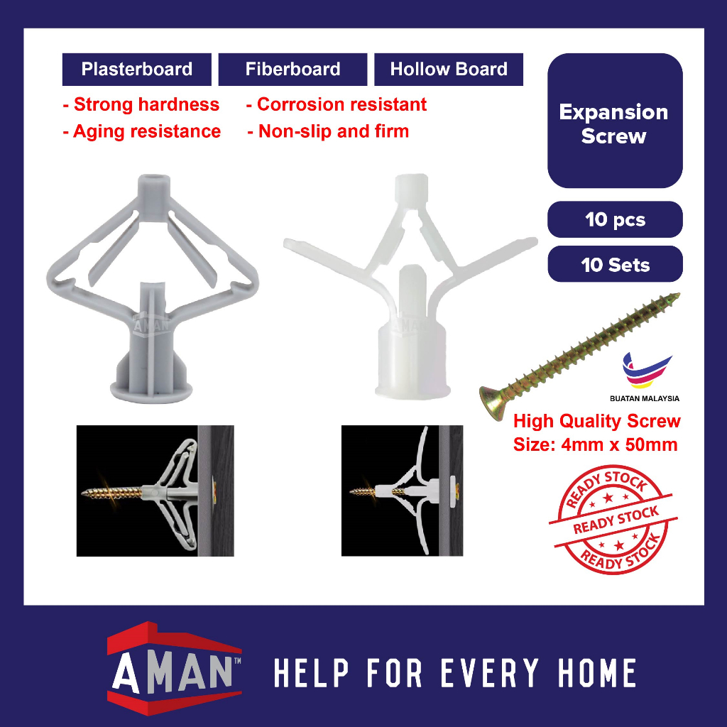 Nylon Butterfly Aircraft Aeroplane Clip Drywall Anchor Kit Partition ...