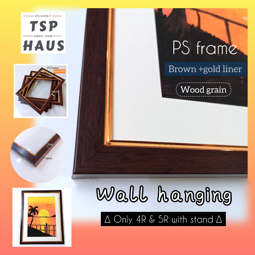 4R|5R|6R|8R|A4|10R|11R|12R|A3 Brown Gold PS Photo Frame Wall hanging ...