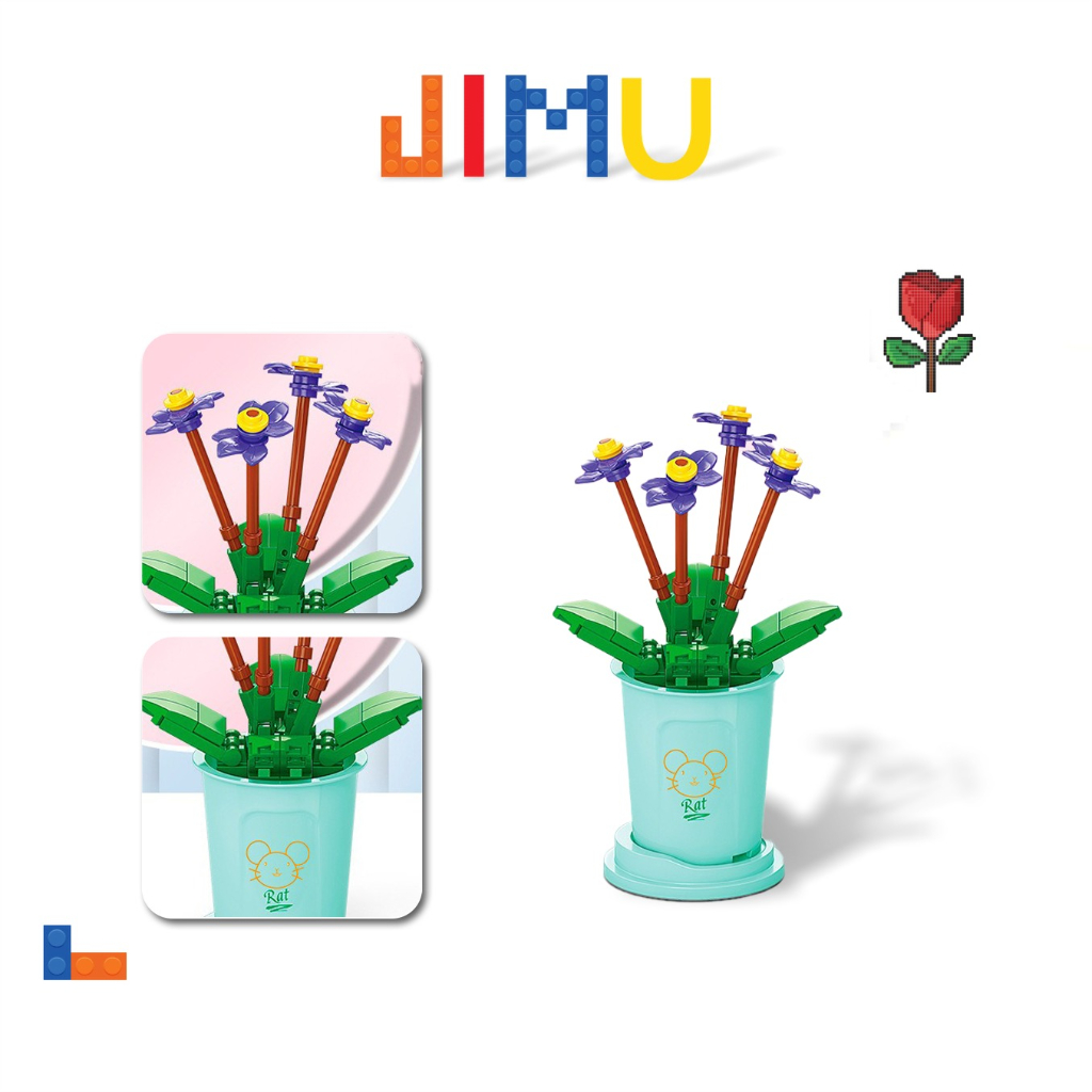 JIMU Flower Series 8814-1 Chinese Zodiac Mini African violets Building ...