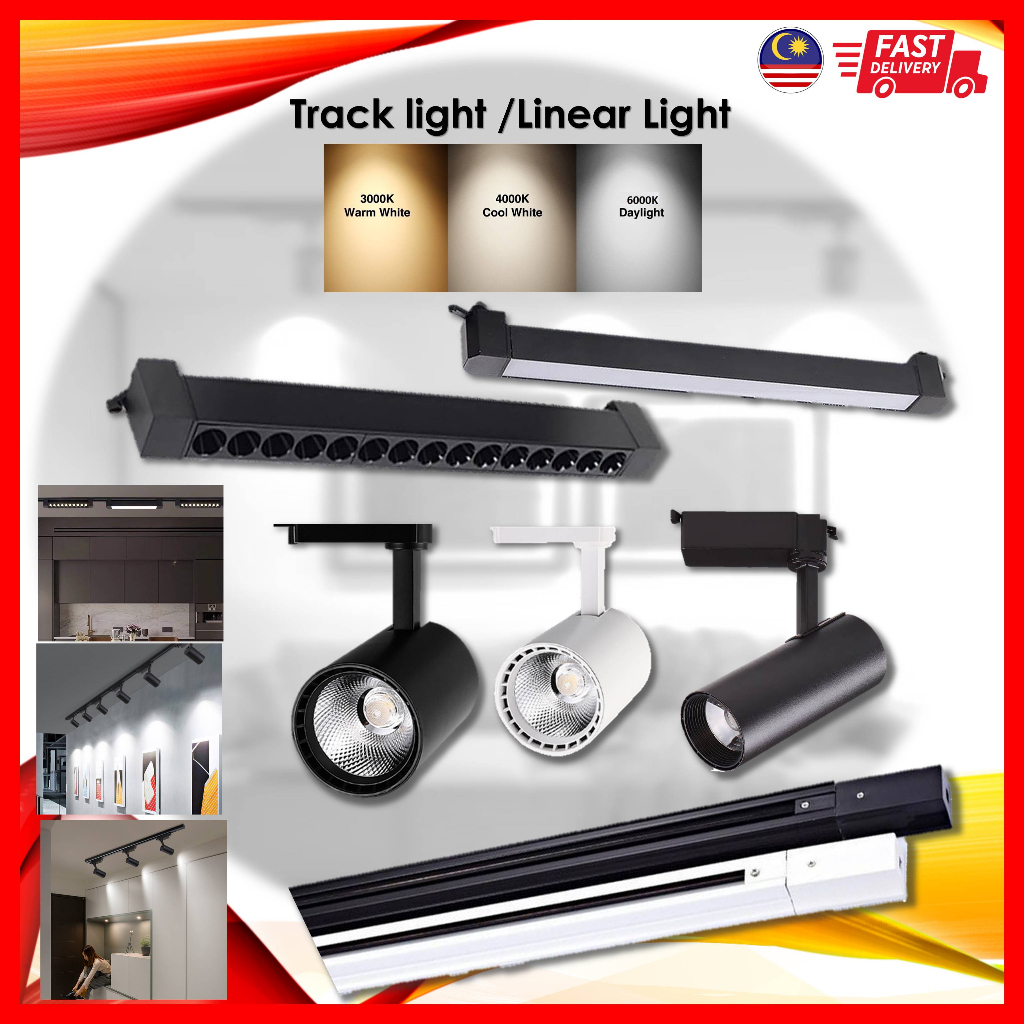 Track Light Spotlight Bar Linear Grille Frosted Track Rail 10W 12W ...