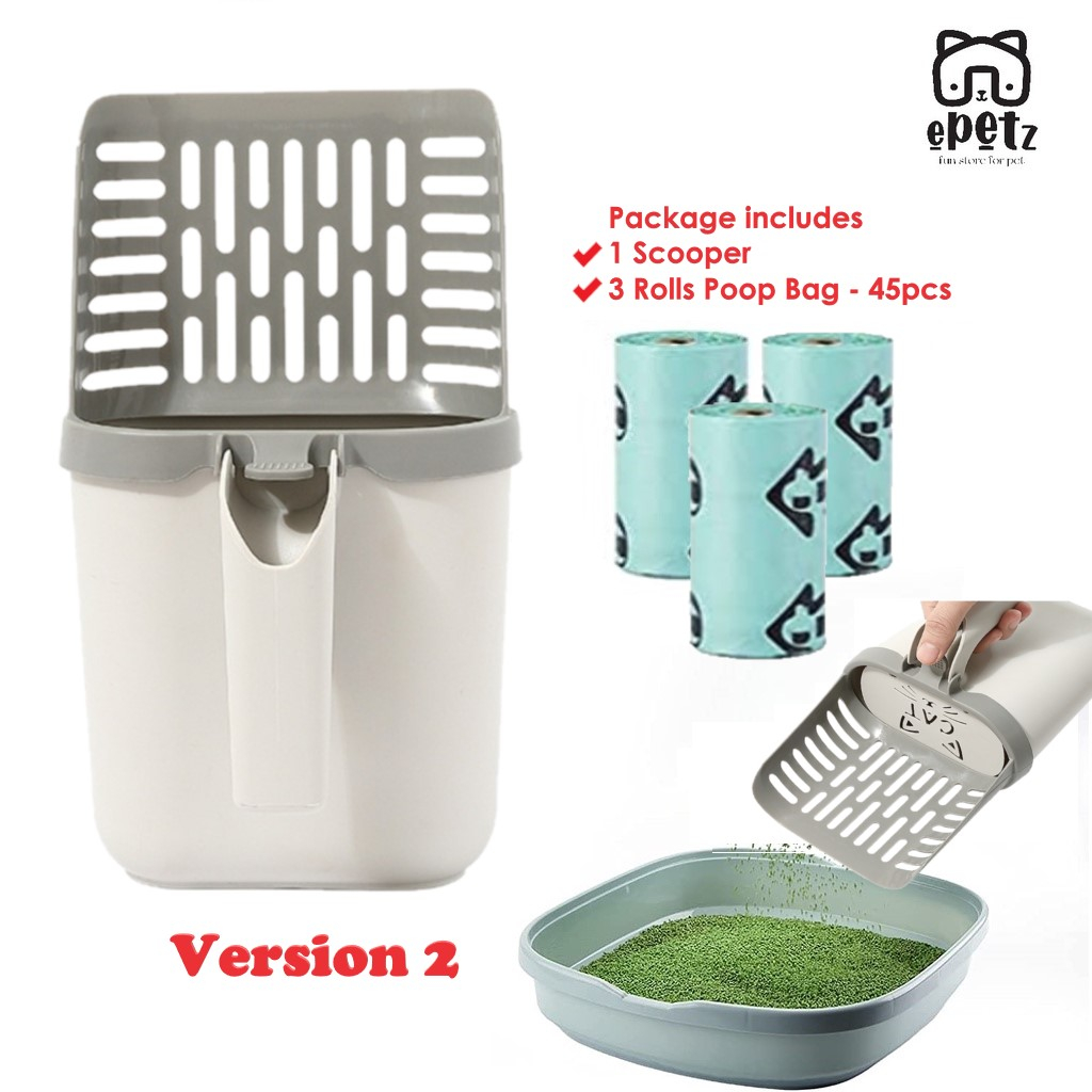 Premium Cat Litter Scoop Upgraded 2 in 1 Shovel with Built-In Waste Bin ...