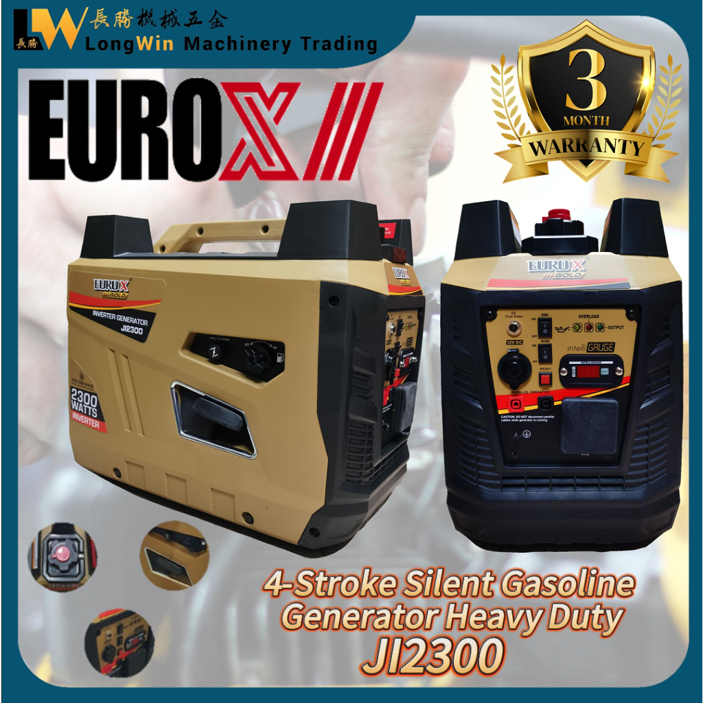 EUROX/// JI2300 2300w 4-Stroke Silent Gasoline Generator Genset Petrol Heavy Duty | Shopee Malaysia