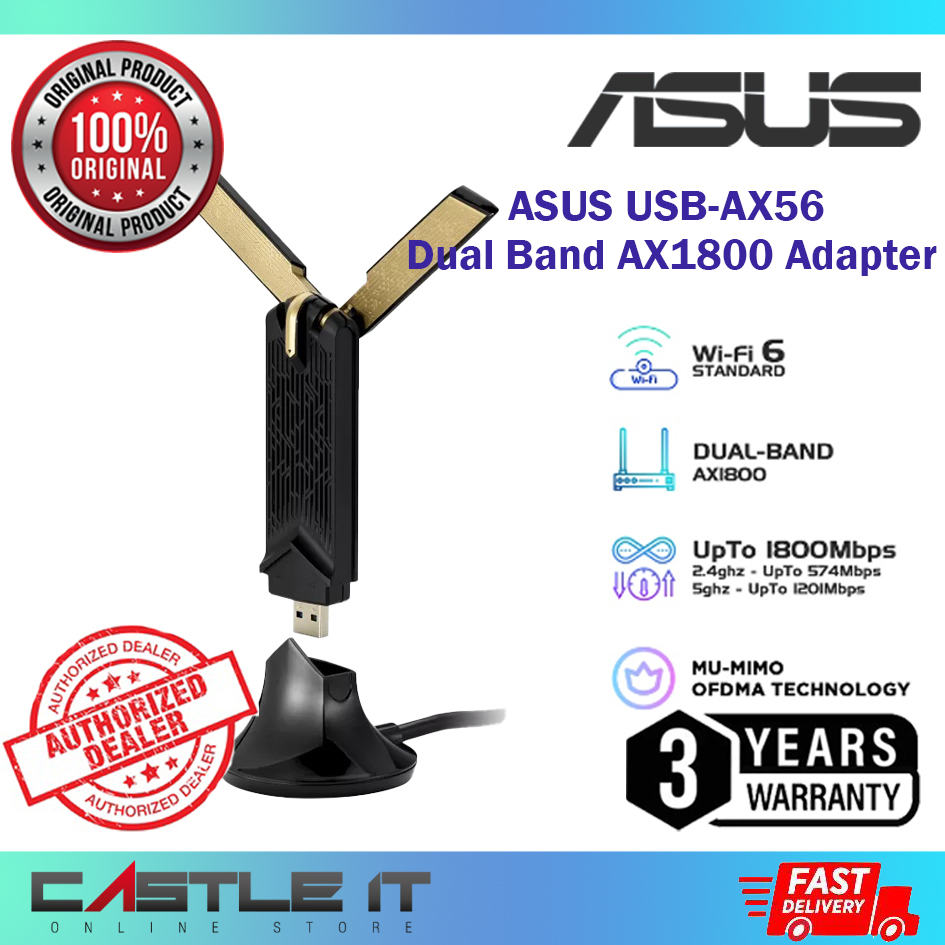 ASUS USB-AX56 Dual Band AX1800 2.4 GHz / 5 GHz USB WiFi 6 Adapter with ...
