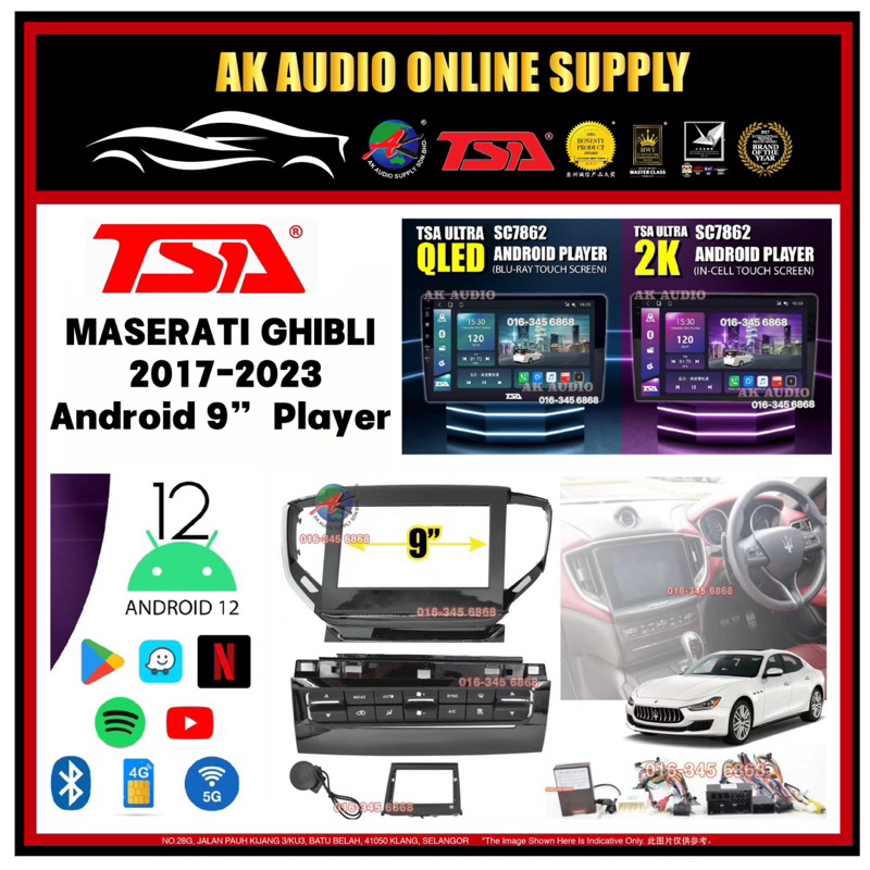 TSA MASERATI GHIBLI 2017 -2023 Ultra Car 9'' inch Android Player New ...