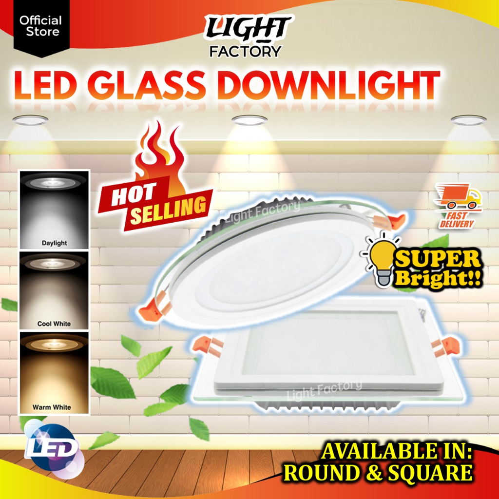 [2 YEARS WARRANTY] 3 Colour LED Glass Downlight 4" 12W | 6" 18W LED ...