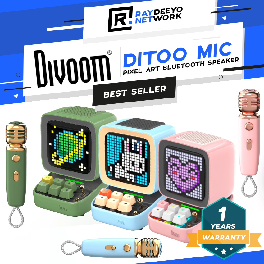 Divoom Ditoo Mic Pixel Art Bluetooth Speaker with Microphone [Karaoke ...