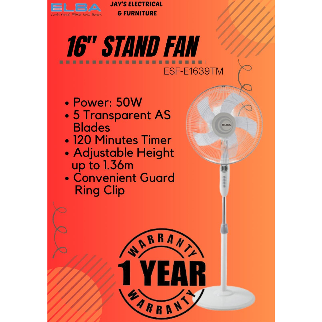 ELBA 16" Stand Fan ESF-E1639TM | Shopee Malaysia