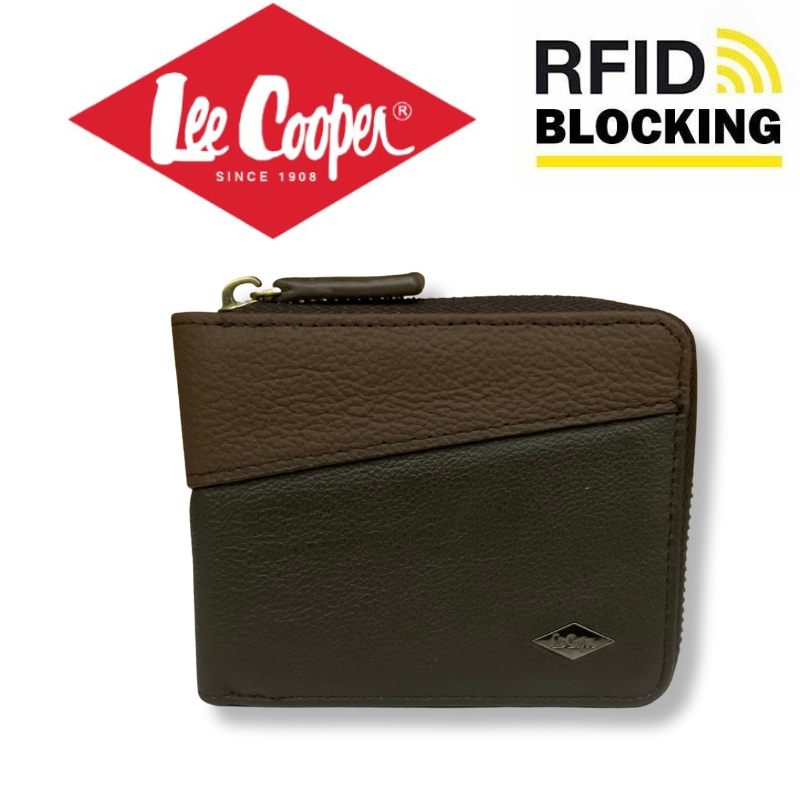 Lee Cooper RFID-Blocking Genuine Leather Fullzip Bifold Short Wallet ...
