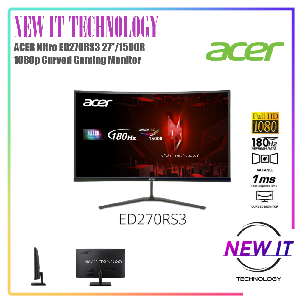 ACER Nitro ED270RS3 ED270R S3 Curved Gaming Monitor - 27”/1500R Curved ...